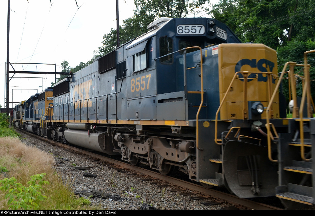 CSX SD40-2 8557 trails on Q438-26